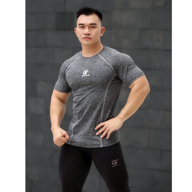 Jual baju gym pria Gema kaos running dry fit baju olahraga lari pria ...