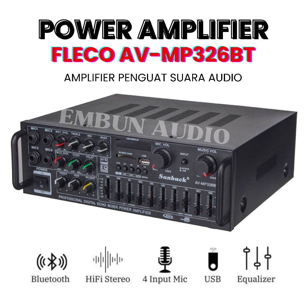 Jual Amplifier Bluetooth AV-MP326BT Original Penguat Audio Speaker ...