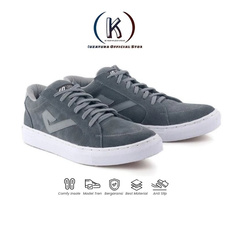 Jual Sepatu Pria Dengan 100℅ Kulit Suede Asli Snekers Casual Warna Grey Sneakers Suede Extra Sol ...