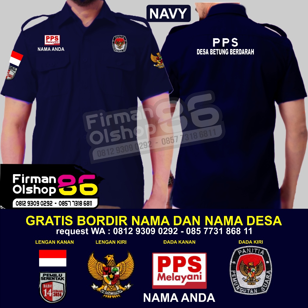 Jual BIGSIZE Kemeja PPS FULL ATRIBUT LENGAN PENDEK baju PPS seragam PPS kemeja panitia ...