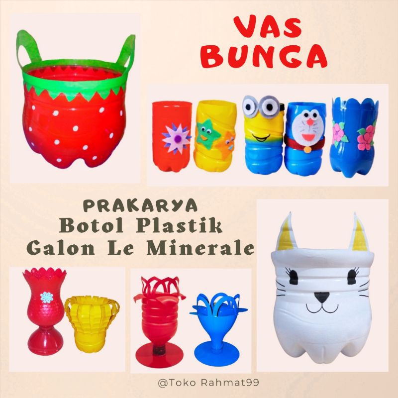 Jual Prakarya Vas Bunga Botol Plastik / DIY Pot Botol Bekas / Pot Galon ...