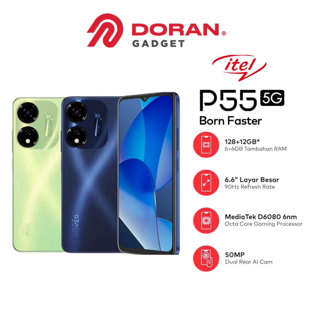 Jual ITEL P55 5G 6/128GB 5000mAh 90Hz 50mp Extended RAM Garansi Resmi 1 ...