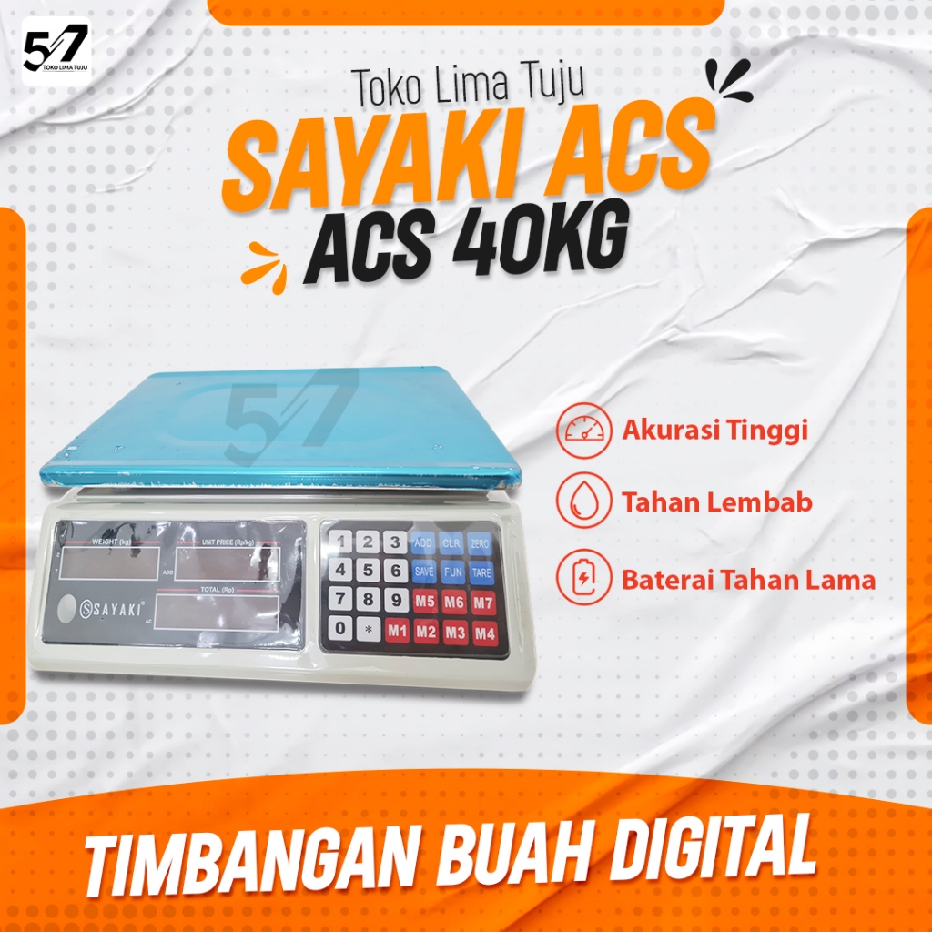 Jual Timbangan Digital Buah dan Sayur Sayaki type ACS 40 kg | Shopee ...