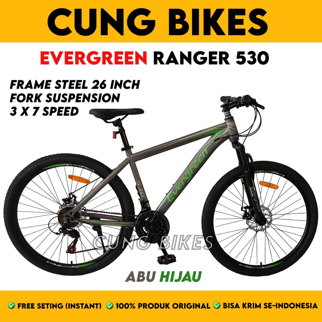 Jual SEPEDA GUNUNG MTB 26 INCH EVERGREEN 570 21 SPEED VELG TINGGI ...