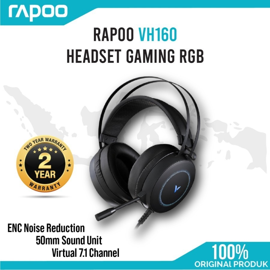 Jual RAPOO HEADSET GAMING BLACK VH160 | Shopee Indonesia