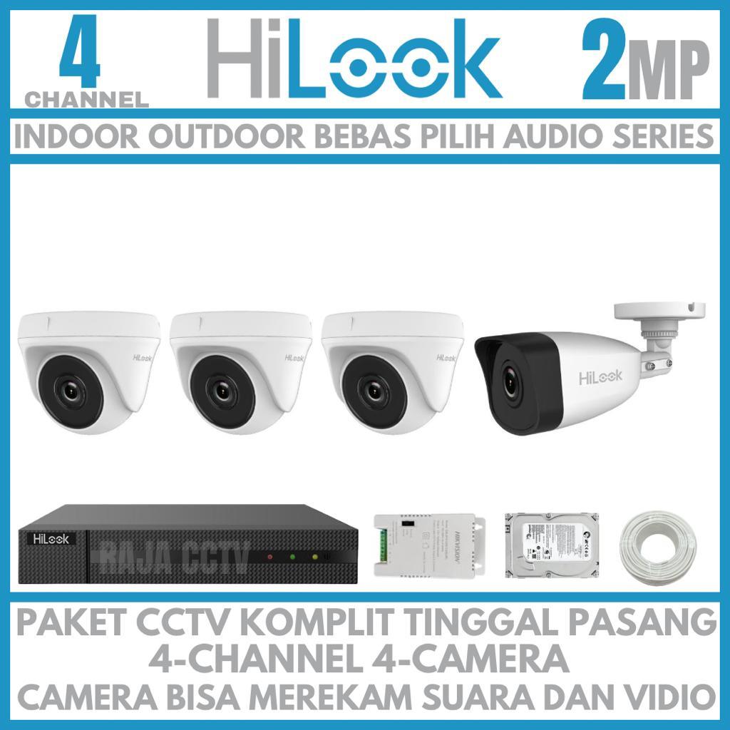 Jual PAKET CCTV HILOOK 2MP 4 CHANNEL 4 CAMERA TURBO HD KAMERA CCTV AUDIO | Shopee Indonesia