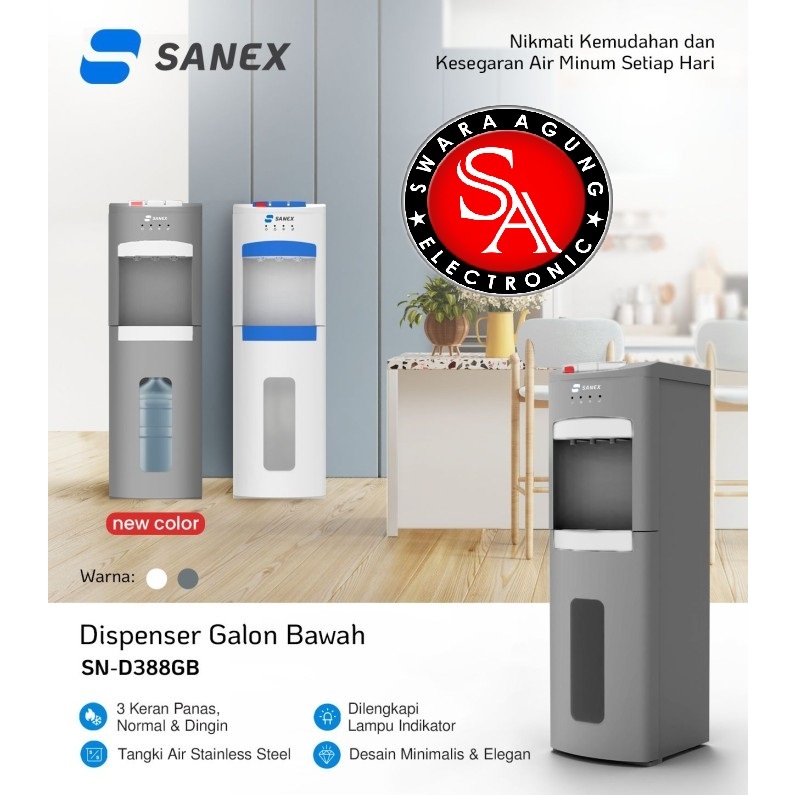 Jual Dispenser Galon Bawah 3 Kran Panas Dingin SANEX SND-388 GB (Medan ...