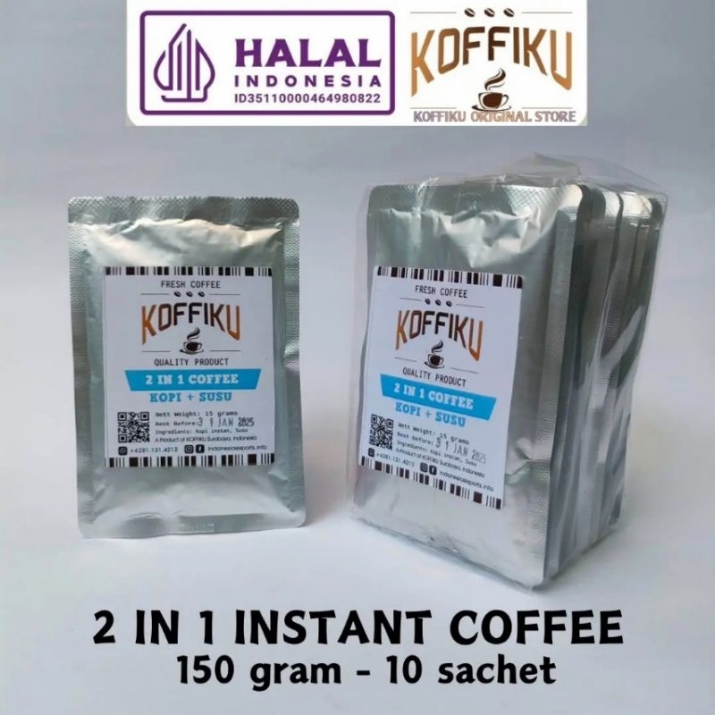 Jual KOFFIKU Kopi Instan 2 In 1 (Kopi+Susu) 15 gram isi 10 Sachet ...