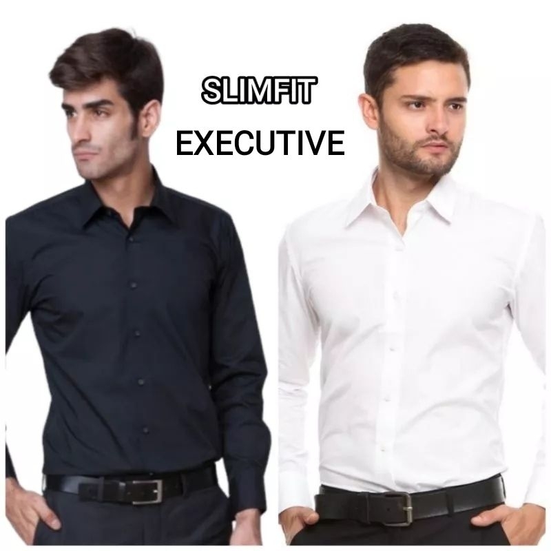 Jual EXECUTIVE KEMEJA LENGAN PANJANG SLIM FIT HITAM PUTIH O002 ORIGINAL ...