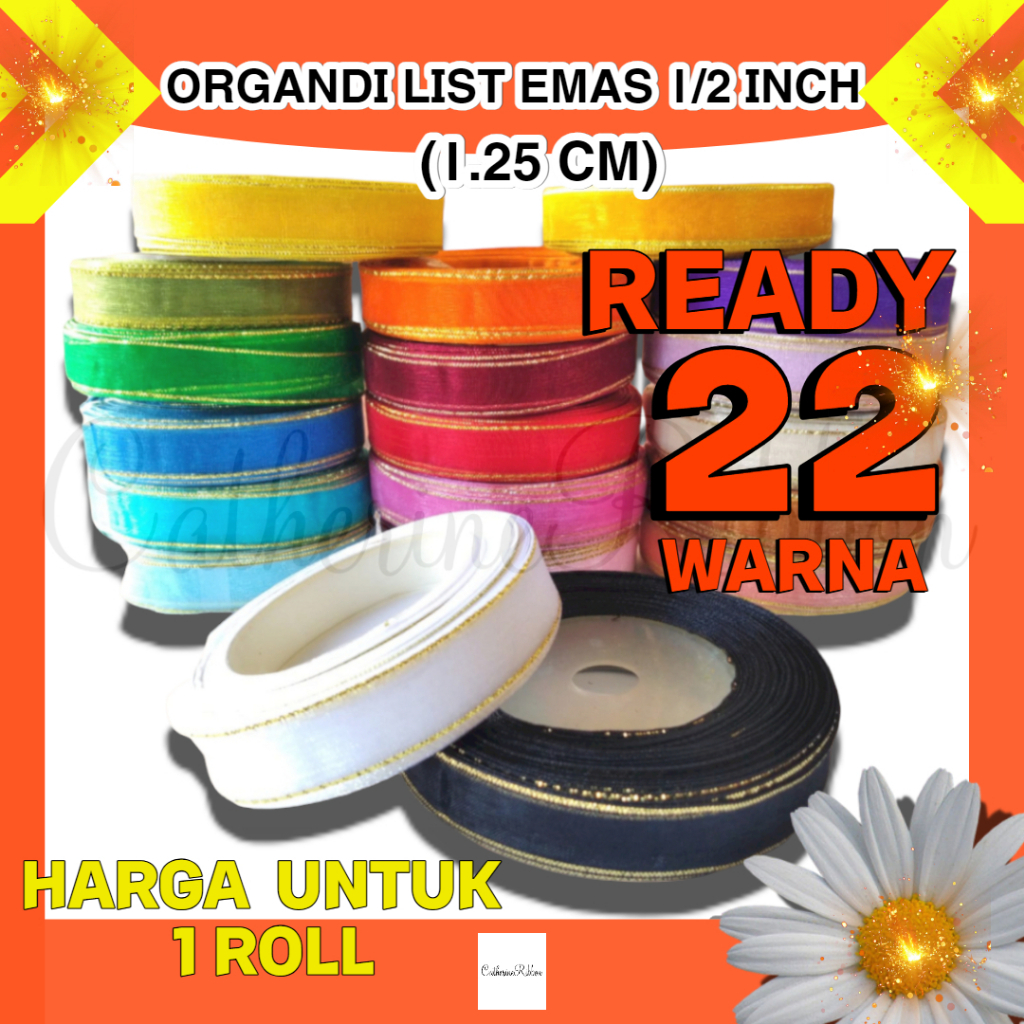 Jual PITA ORGANDI LIST EMAS 1/2 INCH ( 1.2 CM ) | Shopee Indonesia