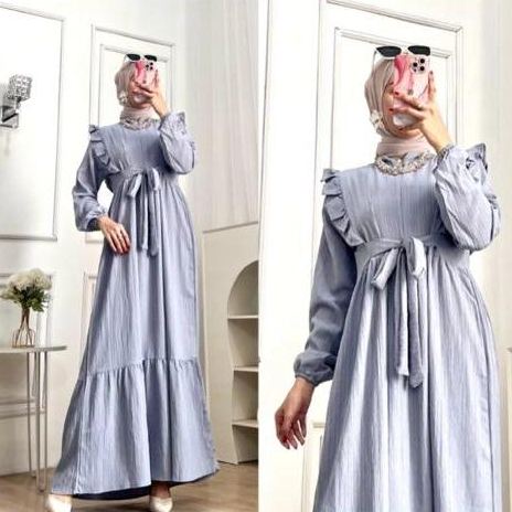 Jual Baju Gamis Crinkle Airflow Dress Gamis Ladyra Rempel Wanita ...