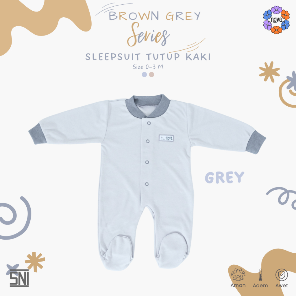Jual NOVA Brown Grey Series - Sleepsuit Bayi - Sleepsuit Tutup Kaki 0-3 ...