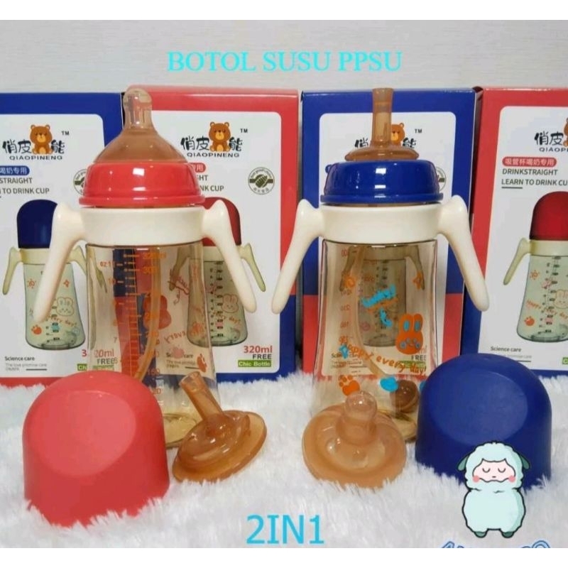 Jual BOTOL SUSU 2IN1 BAYI PPSU BPA FREE 300ML & BOTOL SUSU PPSU 240ML / D ENGAN GRAFITASI BALL ...