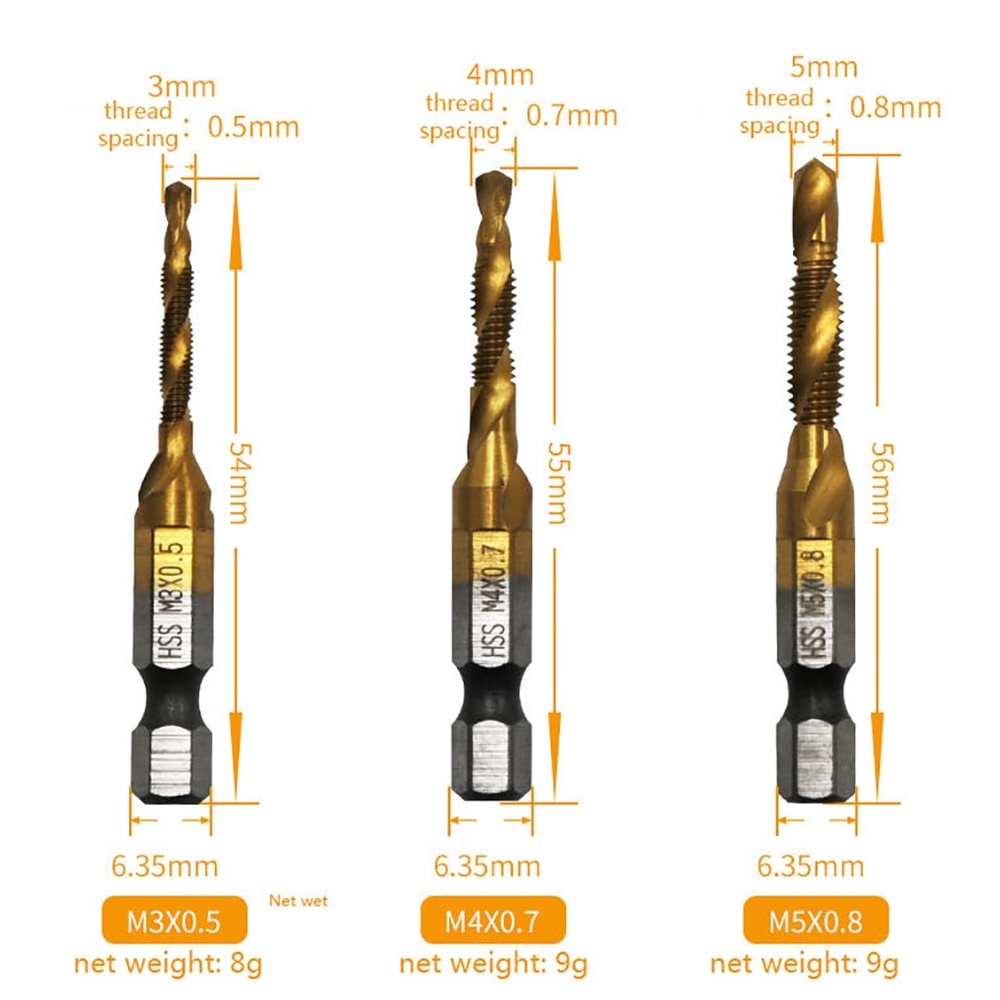 Jual Usefultools 6PCS Mata Bor Pembuat Ulir Drat Drill Tap Set Hex ...