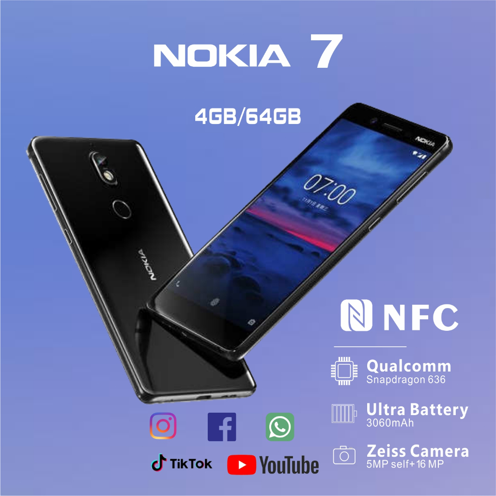 Jual (BOUNS) Nokia 7 4G-LTE /NFC/4GB+64GB/16MP+5MP/bouns / handphone ...