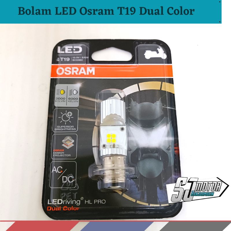 Jual Bolam Lampu LED Osram T19 Pro Dual Color Dua Warna Putih dan Kuning Motor Bebek dan Metic ...