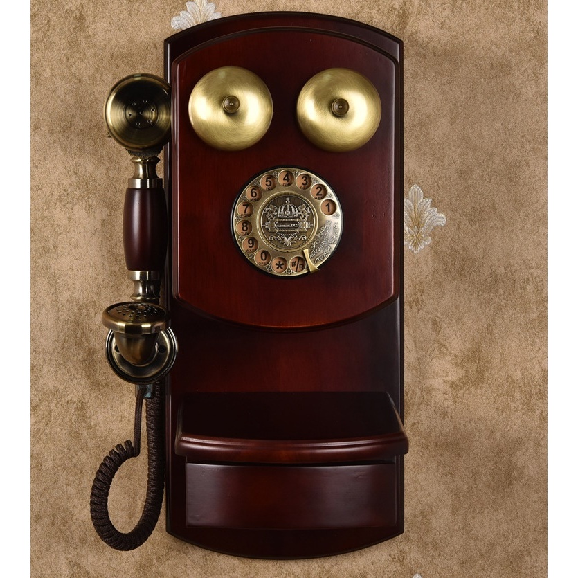 Jual Telepon rumah kabel model klasik kayu asli tombol putar telefon ...