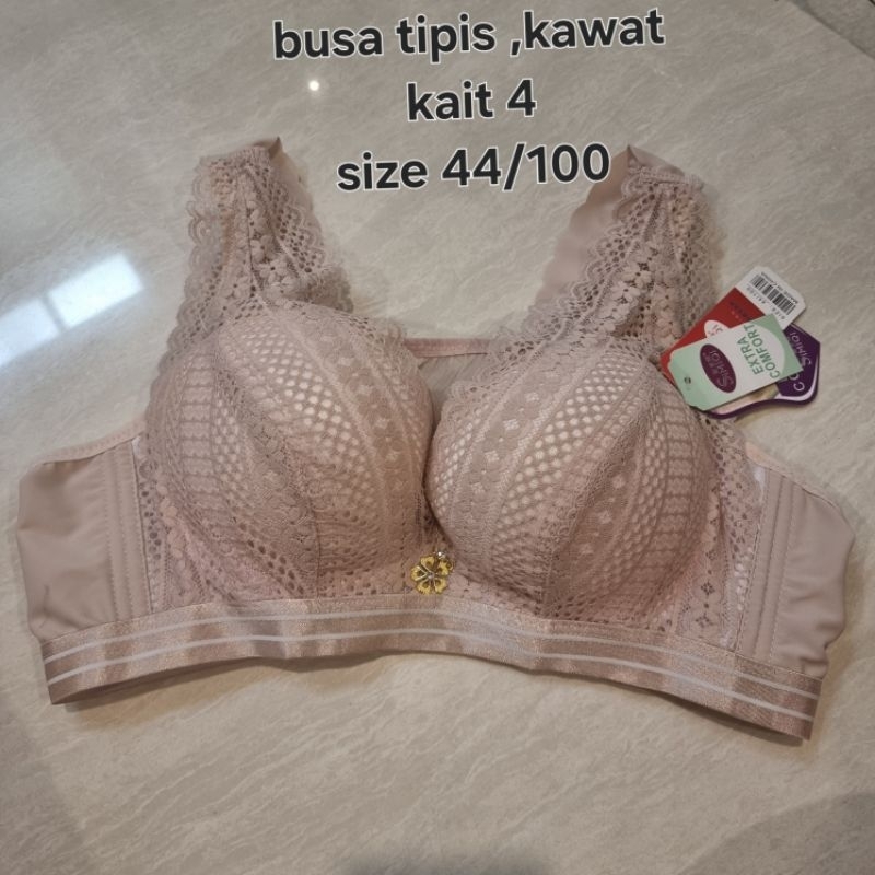 Jual Bra - Bh busa tipis berkawat kait 4 only size 44/100- bra jumbo ...