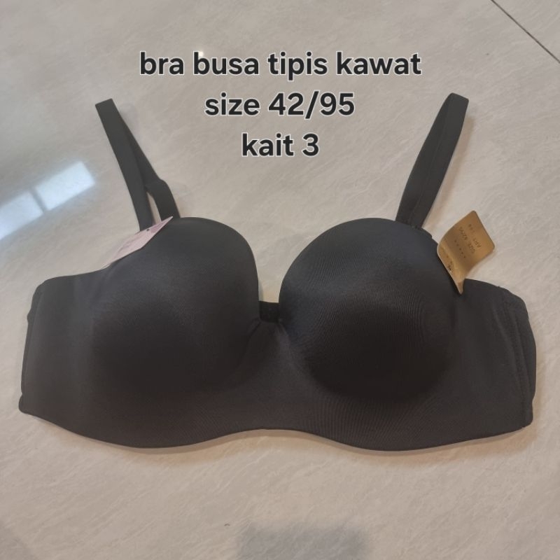 Jual Bra -Bh seemless kawat busa tipis kait 3 size 42/90 only hitam cup ...