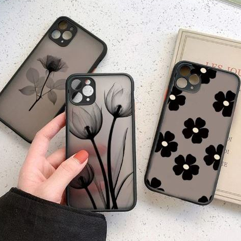 Jual Casing Matte Hitam Transparan Motif Bunga Mawar Raflesia Tulip ...