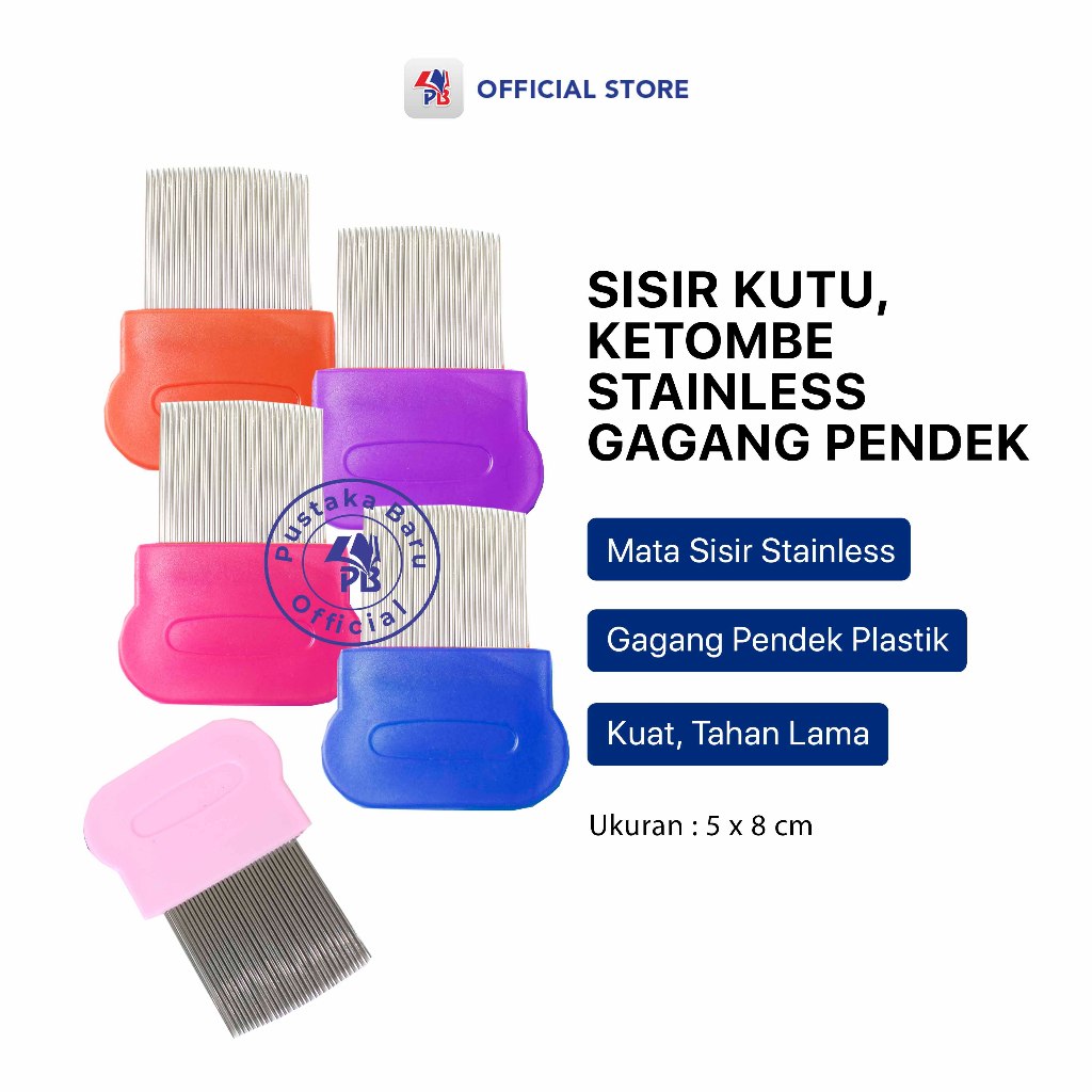 Jual Sisir Kutu Serit Kutu Ketombe Stainless Gagang Pendek Plastik / PB ...