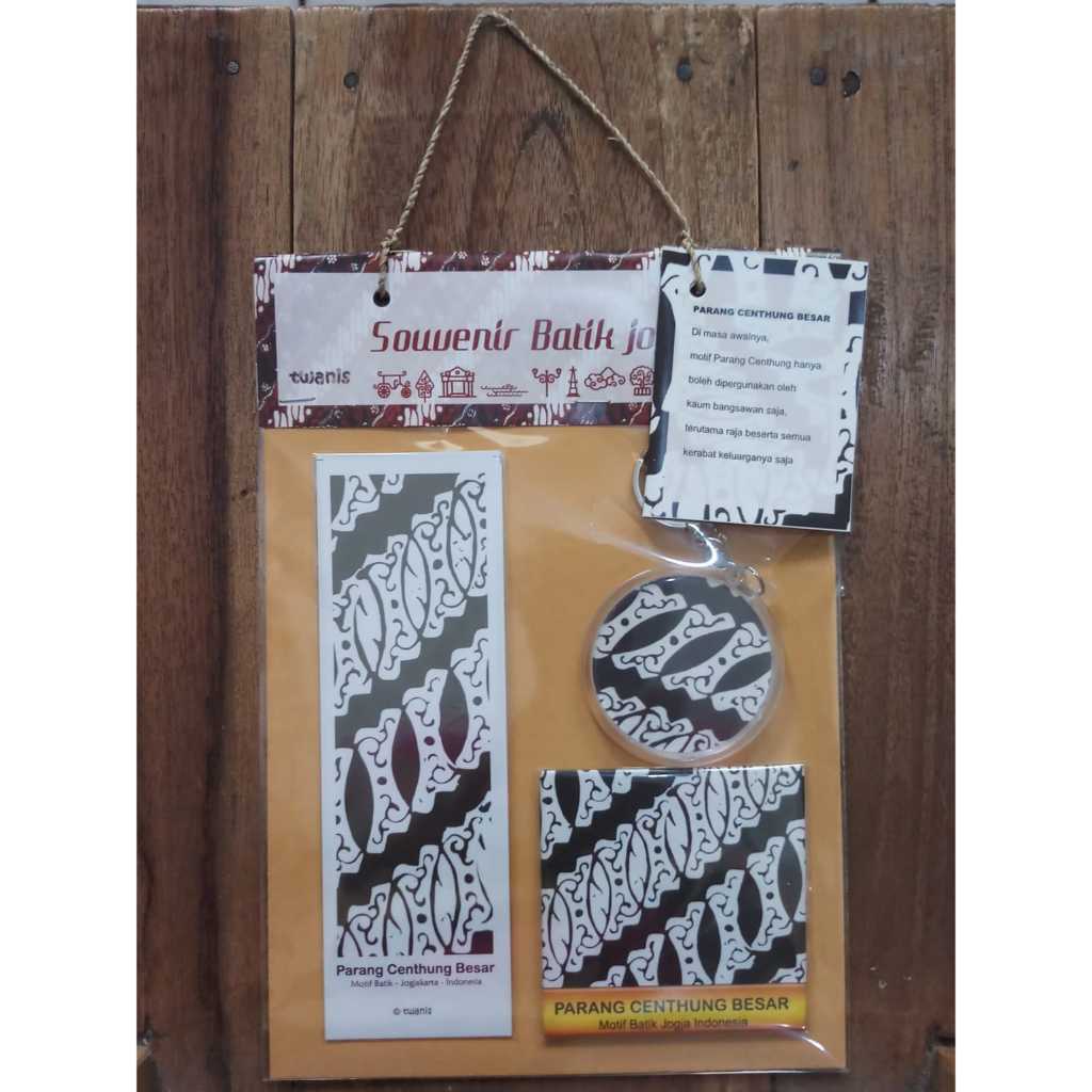 Jual Souvenir Batik Jogja Motif ParangCenthung Besar isi Pembatas Buku Gantungan Kunci Magnet ...