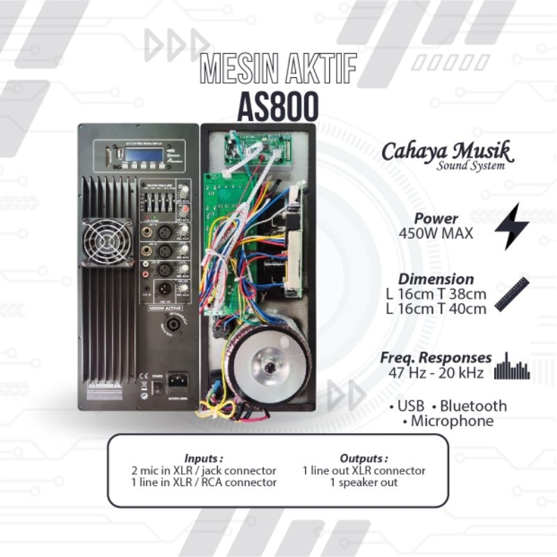Jual Mesin Speaker Aktif / Power Kit Aktif 450 Watt Original AS800 | Shopee Indonesia