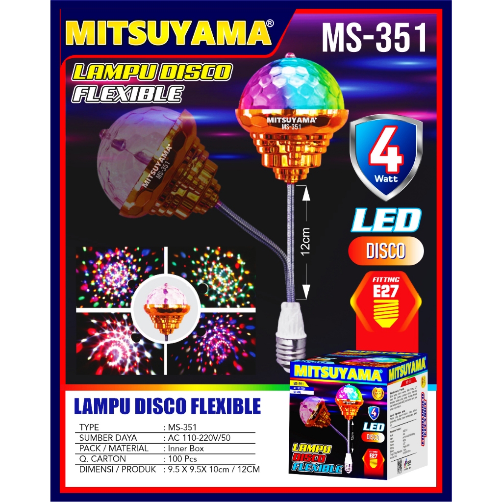 Jual Lampu Music Disco Flexible 4W MS-351 / Bola lampu disco warna RGB ...