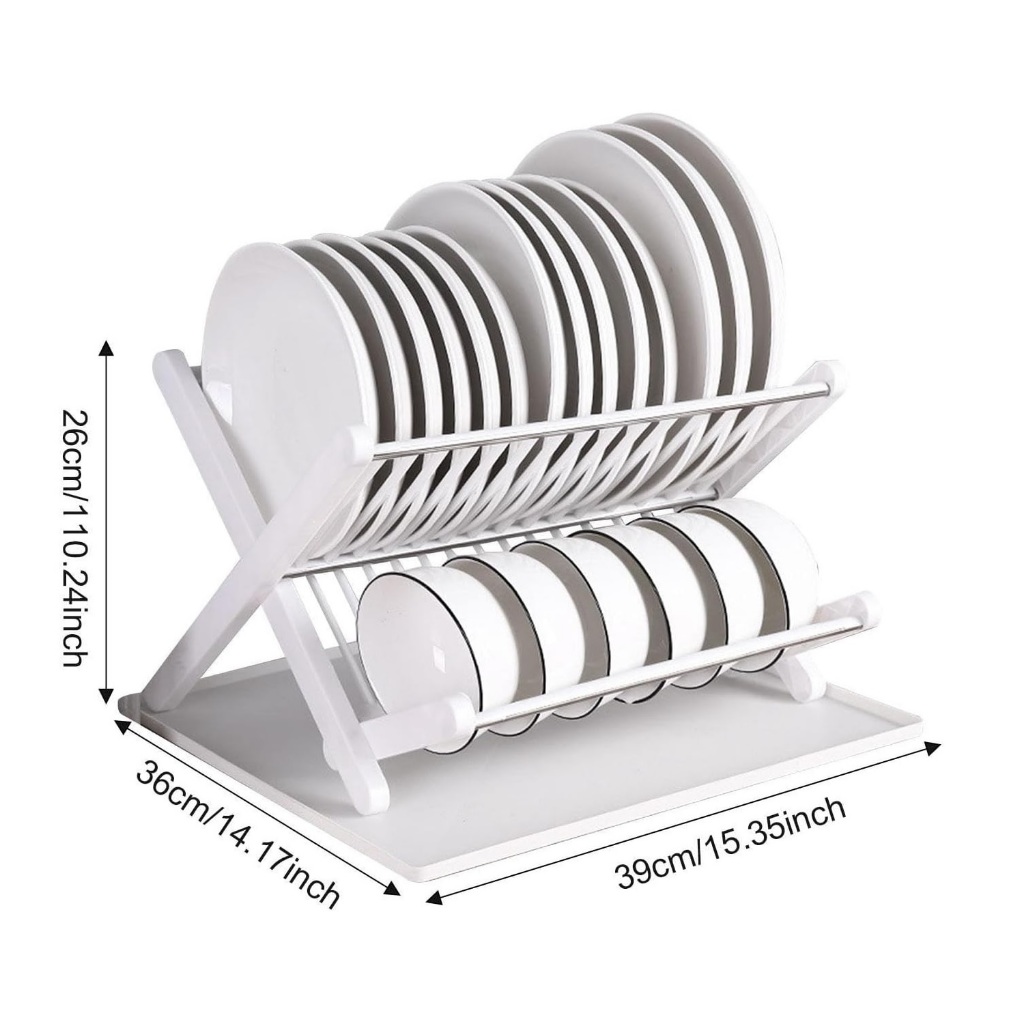 Jual Rak Piring Lipat Dengan Wadah Tray Peniris Air Folding Drain Rack ...