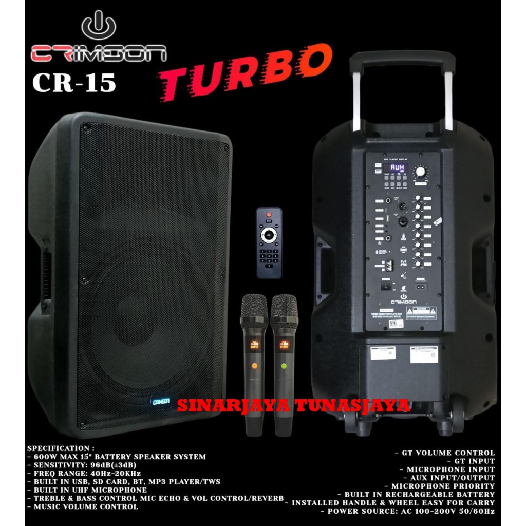Jual Speaker Portable Crimson CR 15 Turbo CR-15 Turbo 15inch Bluetooth CR15 | Shopee Indonesia