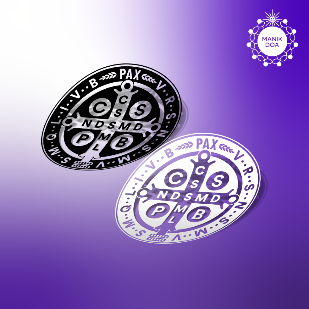 Jual Stiker Rohani Katolik Medali Santo Benediktus — Hitam, Putih ...