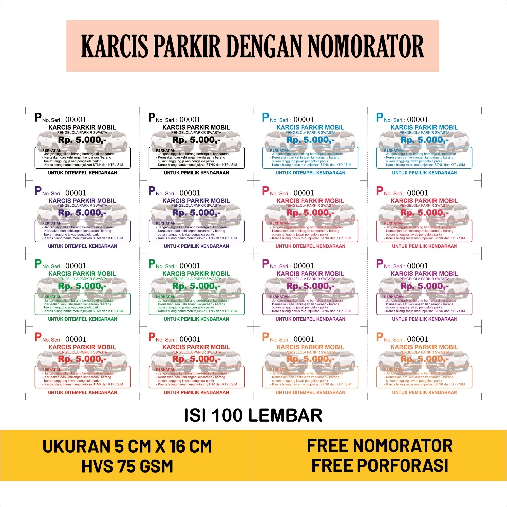 Jual Karcis Parkir Motor Mobil Dengan Nomor Urut Murah | Shopee Indonesia