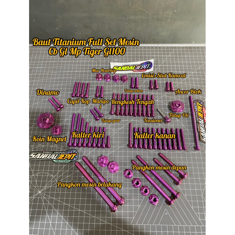 Jual BAUT TITANIUM FULL SET MESIN HEREX MEGAPRO TIGER GL MAX GL PRO CB ...