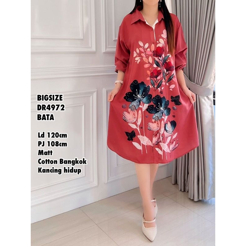 Jual DR4972+ Dress Cotton Jumbo (baca diskripsi) | Shopee Indonesia
