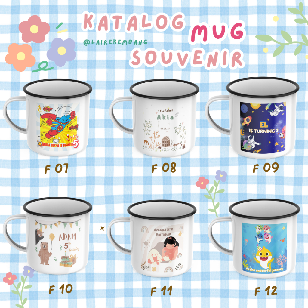 Jual Souvenir mug gelas enamel /custom design teknic decal (bisa satuan ...