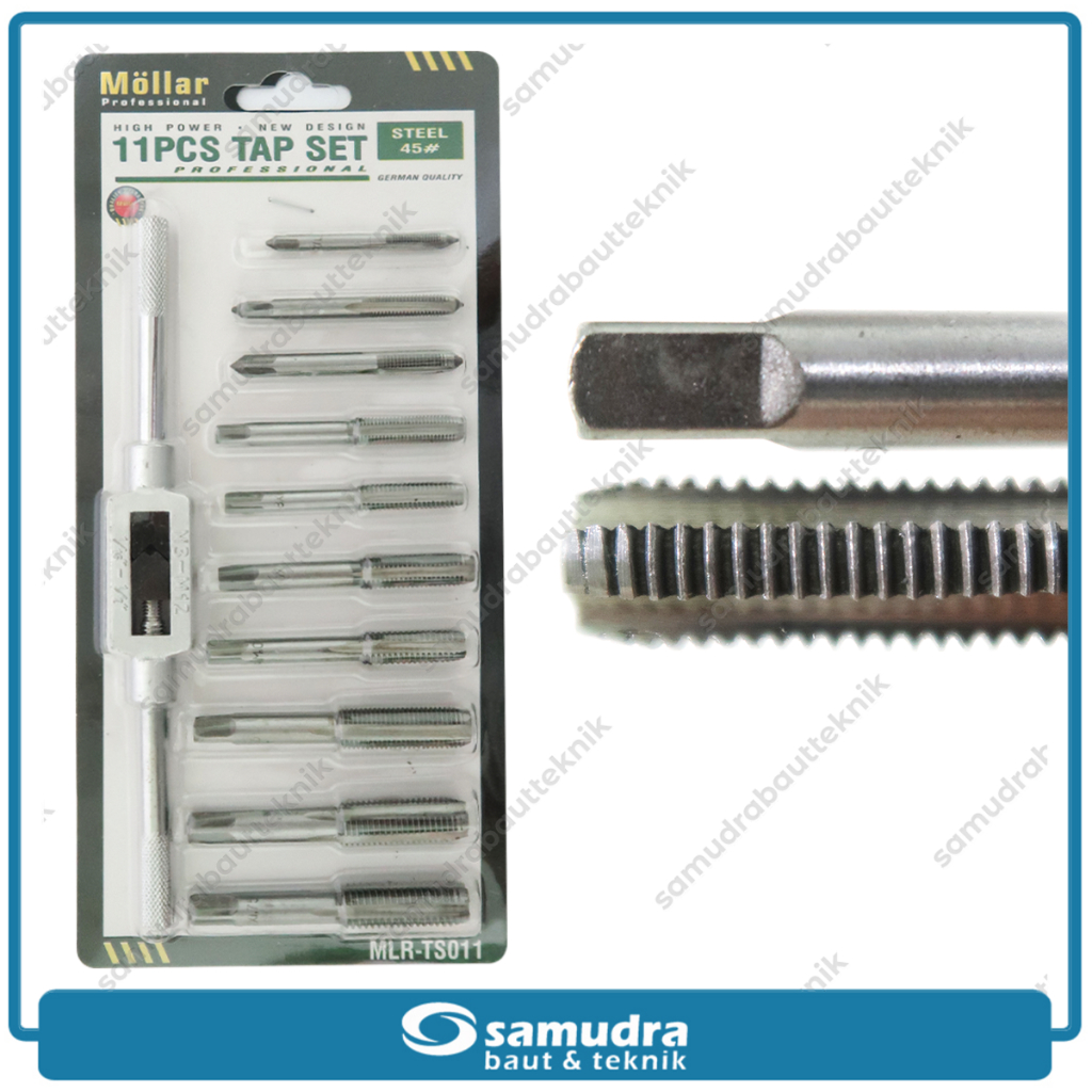 Jual Alat Pembuat Ulir Drat MOLLAR Hand Tap Set 11 pcs M5-M12 Tapping Drill | Shopee Indonesia