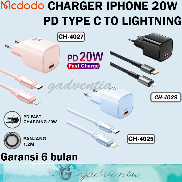Jual MCDODO Charger Set Lightning For iPhone X XR XS 11 12 13 14 Pro Max PD Type C Adaptor ...
