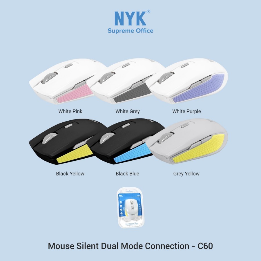 Jual Mouse NYK C60 Silent Dual Mode Connection Bluetooth + Wireless ...