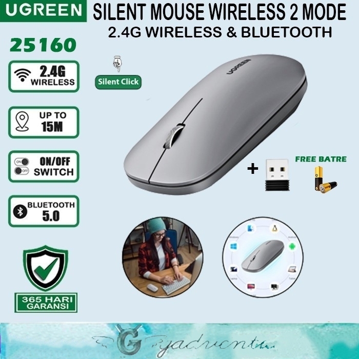 Jual Ugreen Bluetooh Mouse Wireless untuk Samsung Tab S9 FE / Mi Pad 5 ...