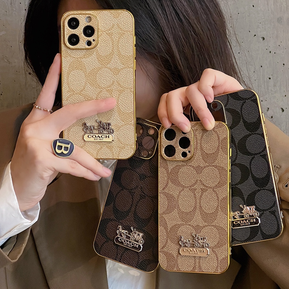 Jual coach leather case iphone 11 12 12 pro max 13 13 pro max 14 14 pro ...