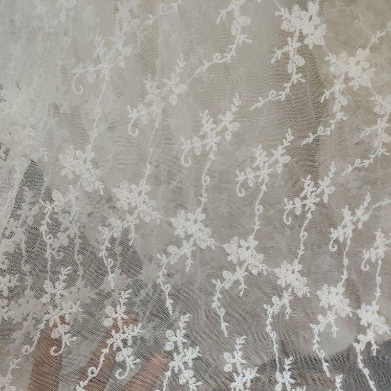 Jual Kain/ Organza Bordir /Tile bordir timbul varian putih meteran ...