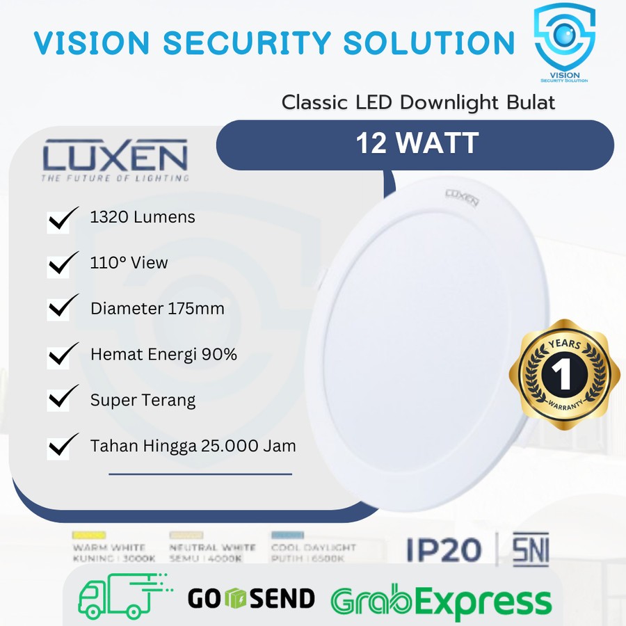 Jual Luxen LED Classic Downlight Round 12 Watt - lampu LED - Garansi ...