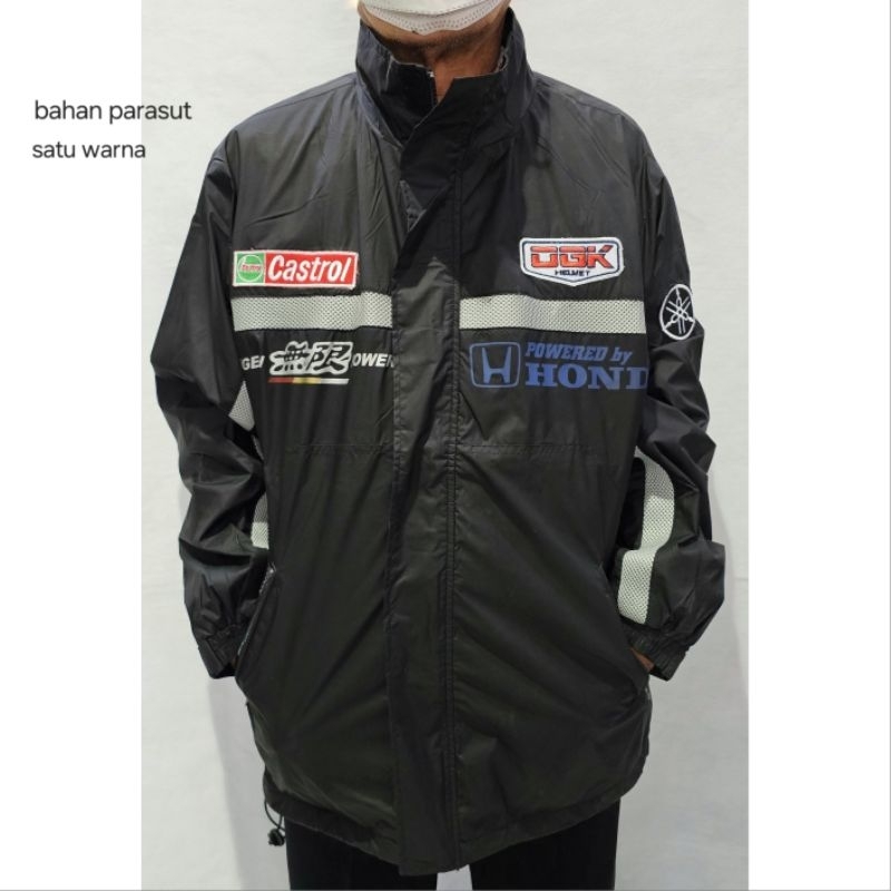 Jual jaket parasut pria outdoor waterproof honda racing motor ...
