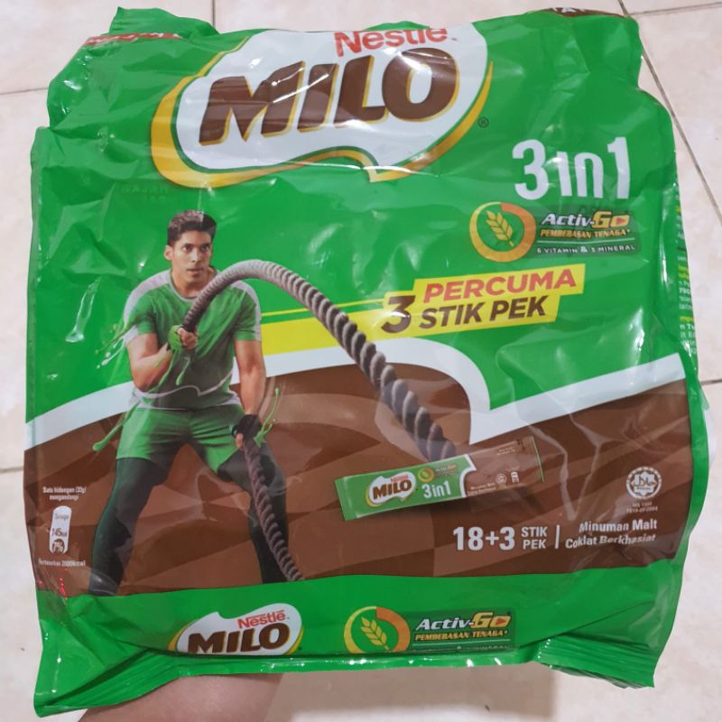 Jual NESTLE MILO 3in1 Activ-Go Bubuk Malt Coklat Produk Malaysia Original 33gr 18+3 Sachet 21Pcs ...