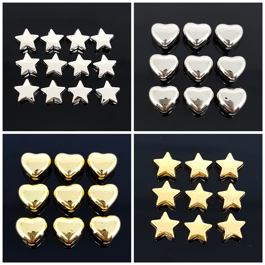 Jual (25gr) Manik Manik Gelang - Mote Love Bintang Gold Silver - DIY ...