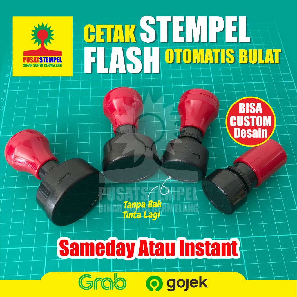Jual STEMPEL CUSTOM OTOMATIS FLASH BULAT 1CM 2CM 3CM 4CM 5CM | Shopee Indonesia