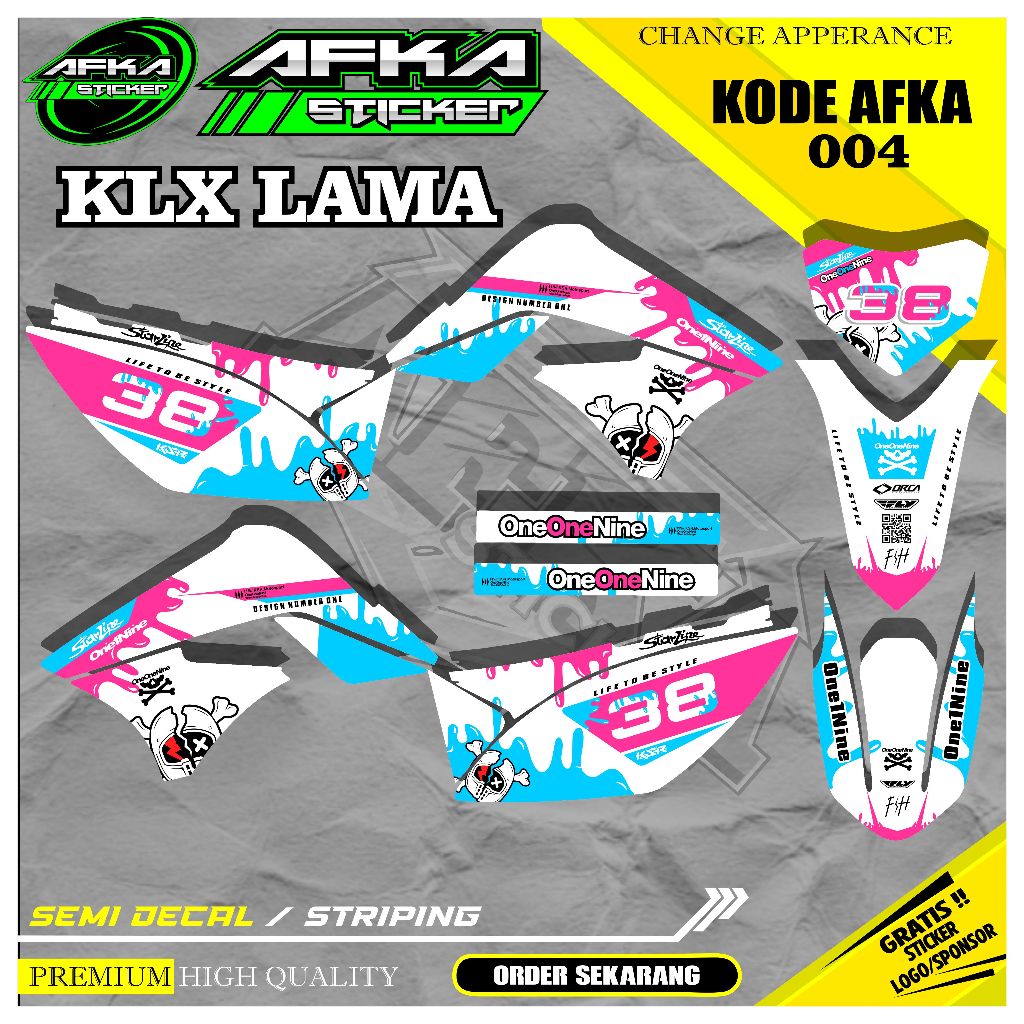Jual Decal Sticker KLX LAMA/OLD_Full Body_Motif One One Nine+Rikues ...