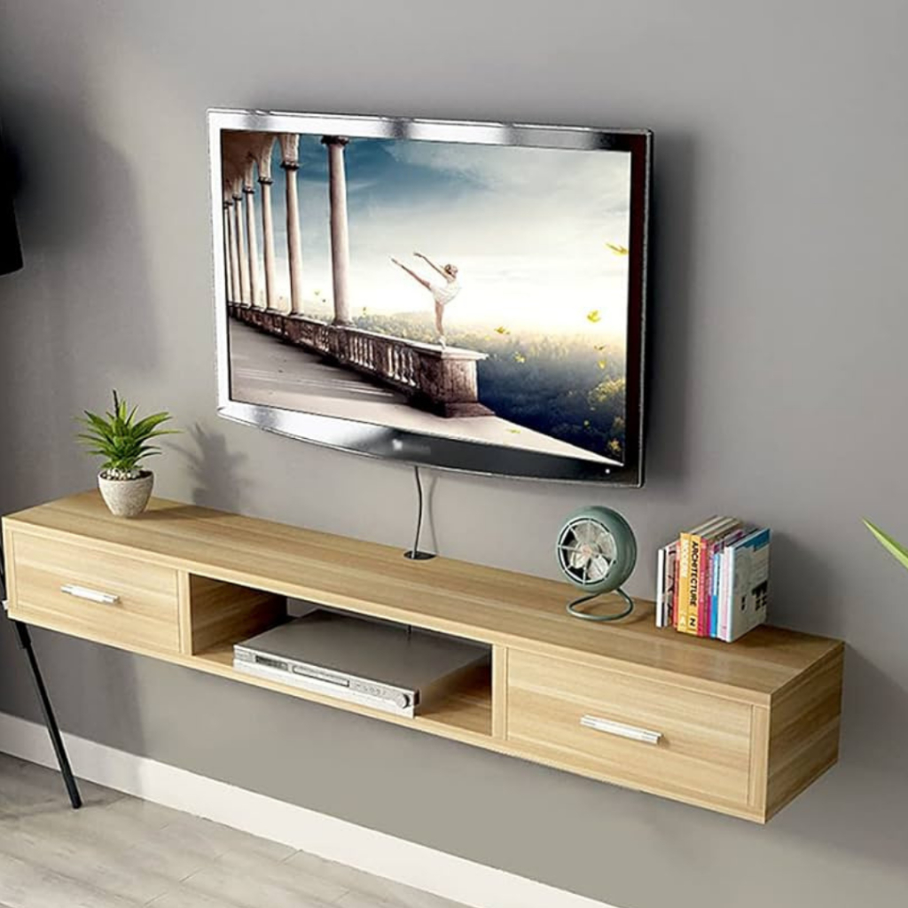 Jual Rak Tv Dinding Minimalis 2 Laci 100x20x12 Tempat Penyimpanan Meja ...