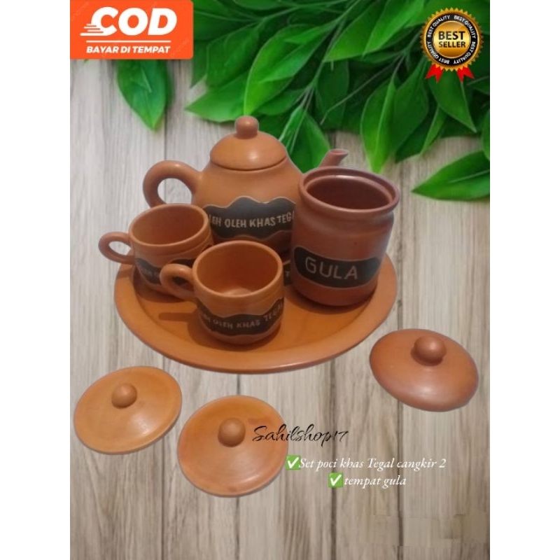 Jual Poci tanah liat khas Tegal set cangkir 2 plus tempat gula | Shopee ...