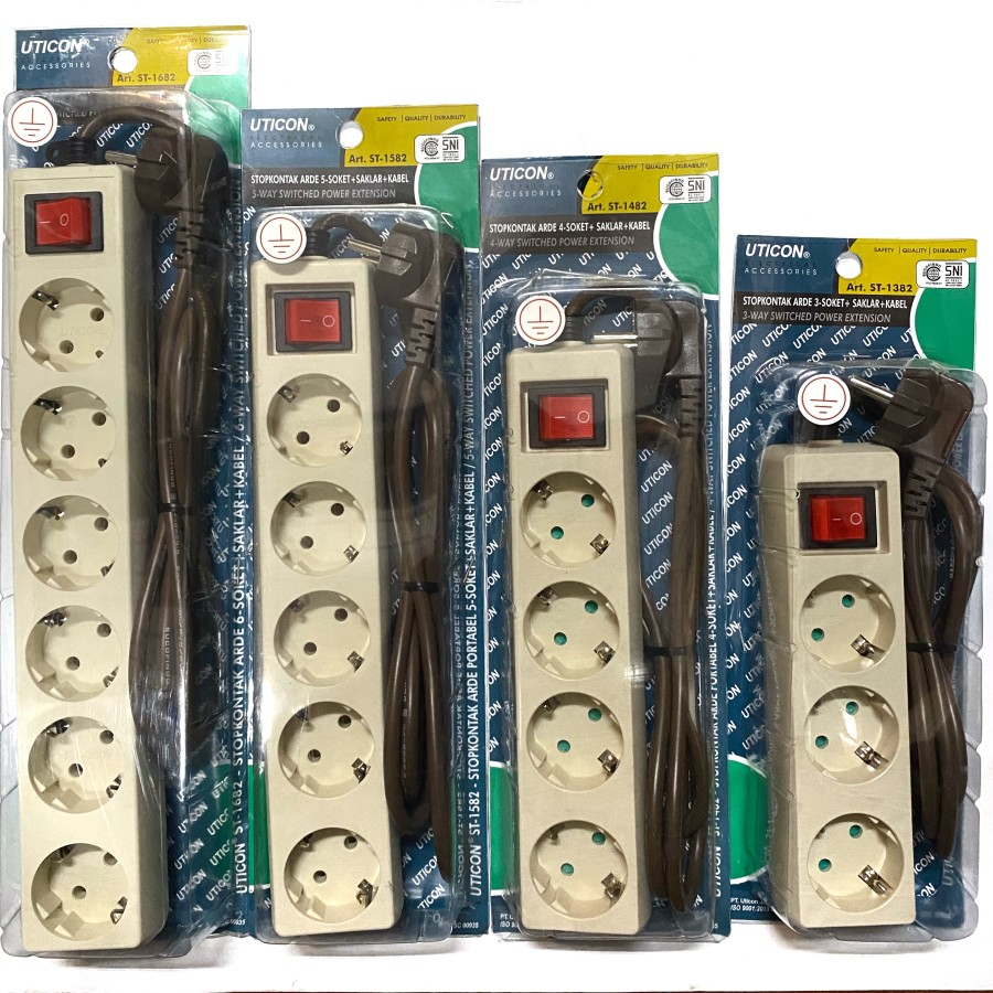 Jual Stop Kontak Uticon 3 4 5 6 Lubang Colokan arde 3lb 4lb 5lb 6lb Multi socket Uticon Saklar ...